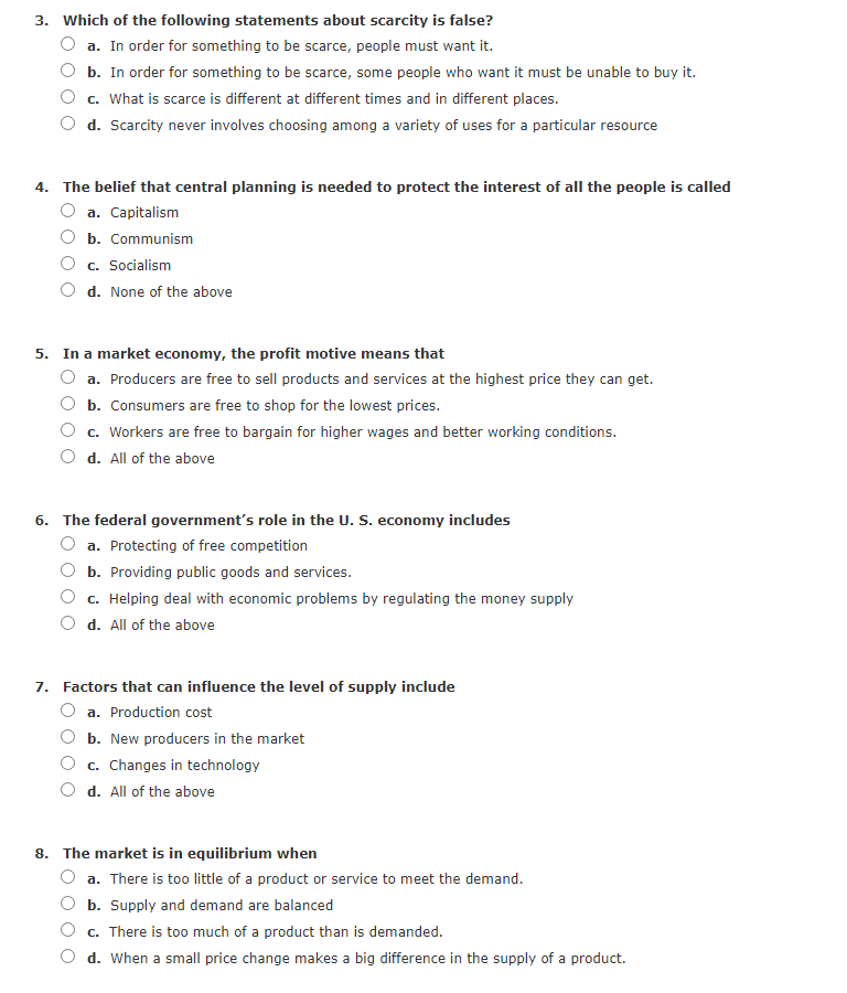 Solved 3. Which of the following statements about scarcity | Chegg.com