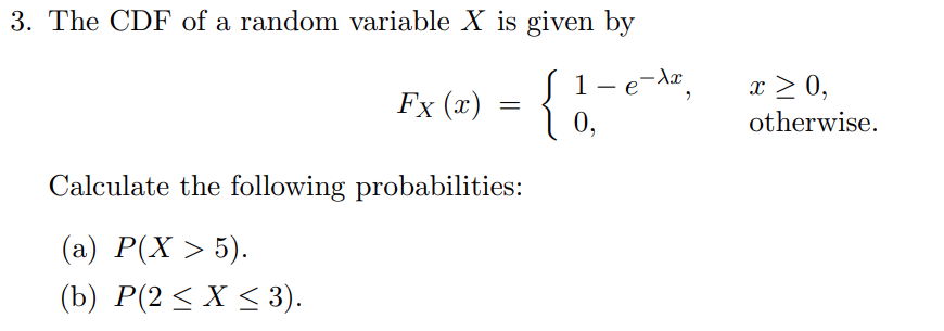 Solved 3. The CDF of a random variable X is given by | Chegg.com