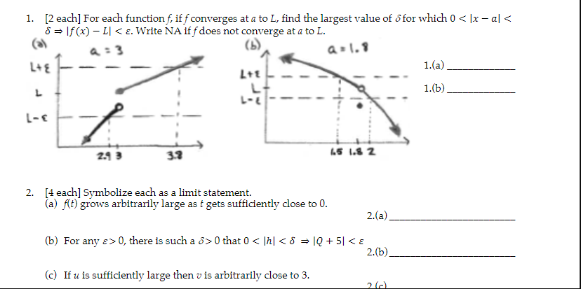 Solved 1. [2 each] For each function f, if f converges at a | Chegg.com