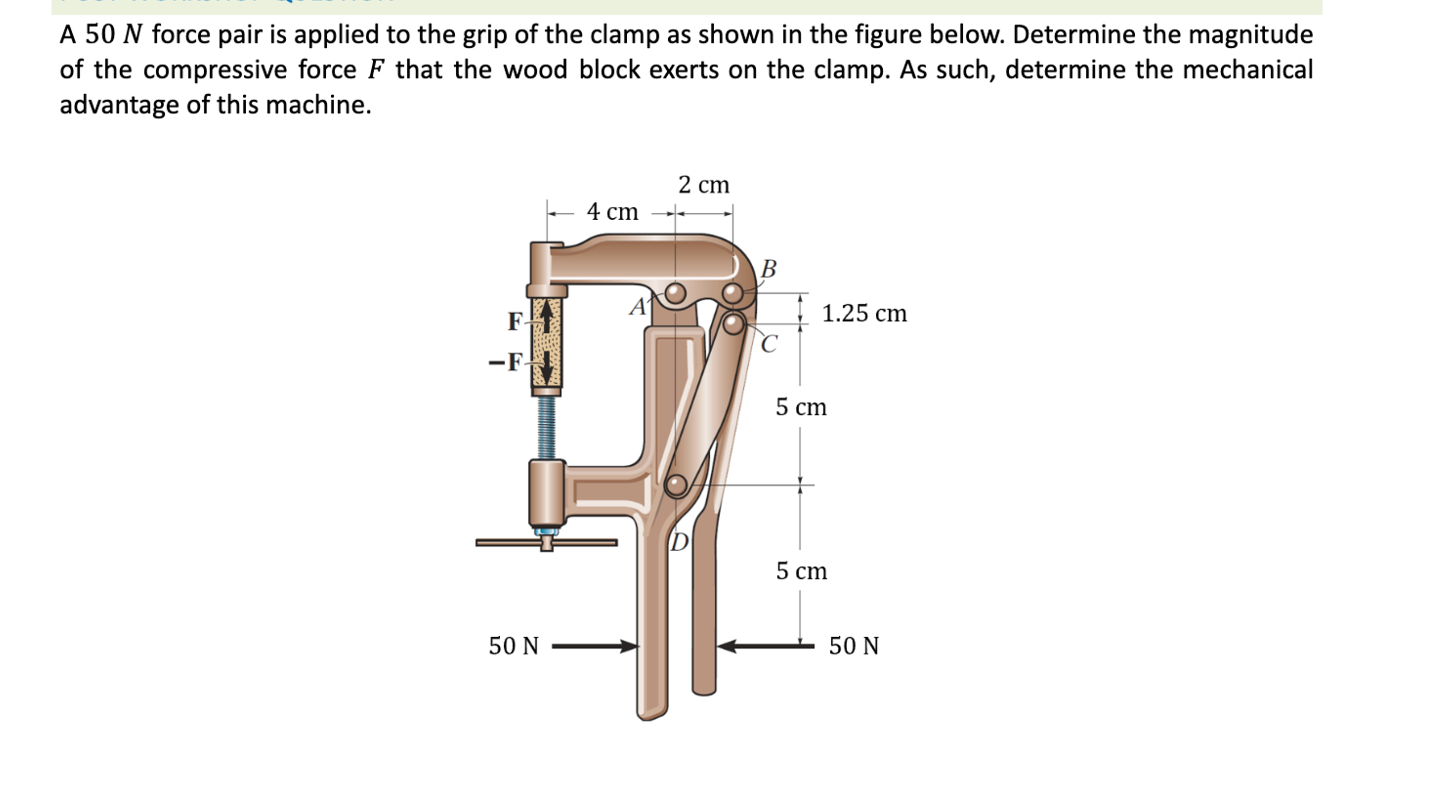 Solved A 50 ﻿N force pair is applied to the grip of the | Chegg.com