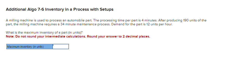 Solved Additional Algo 7-6 Inventory in a Process with | Chegg.com