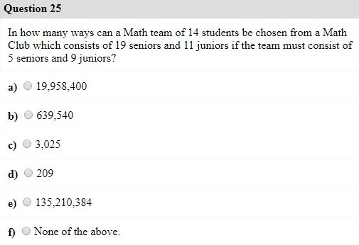 Solved Question 25 In how many ways can a Math team of 14 | Chegg.com