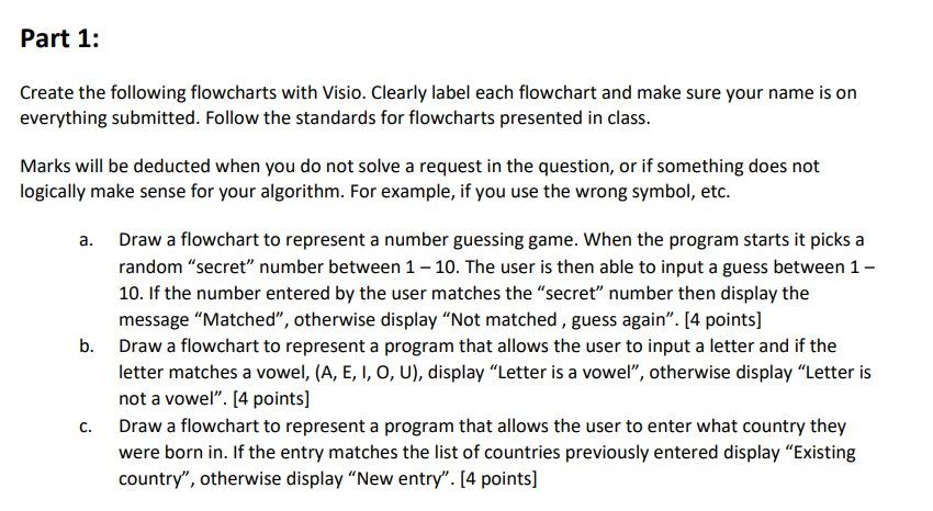 Solved Create the following flowcharts with Visio. Clearly | Chegg.com