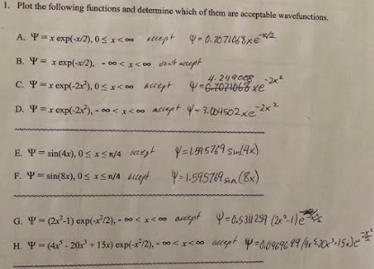 Solved Also normalize acceptable wave functions. Verify | Chegg.com