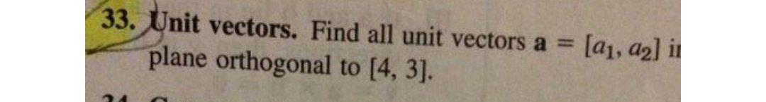 Solved 33. Unit vectors. Find all unit vectors a = [a, ag] i | Chegg.com