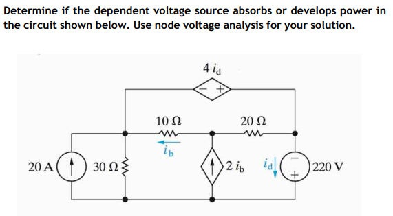 Solved Determine if the dependent voltage source absorbs or | Chegg.com