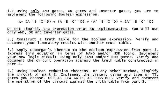 Solved to 1.) using only AND gates, OR gates and Inverter | Chegg.com