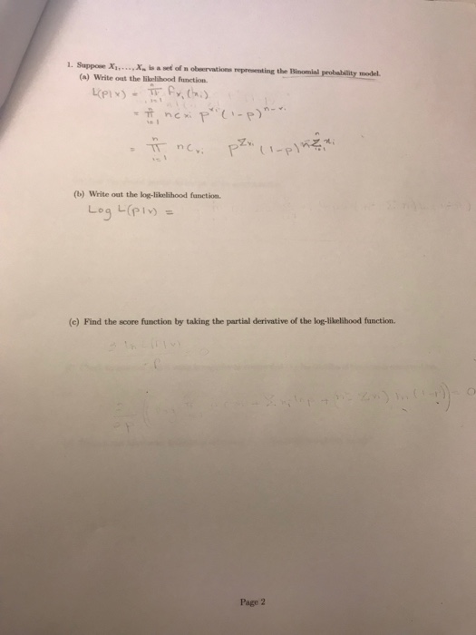 Solved 1. Suppo ex,, ,x,ba (a) Write out the likelihood | Chegg.com