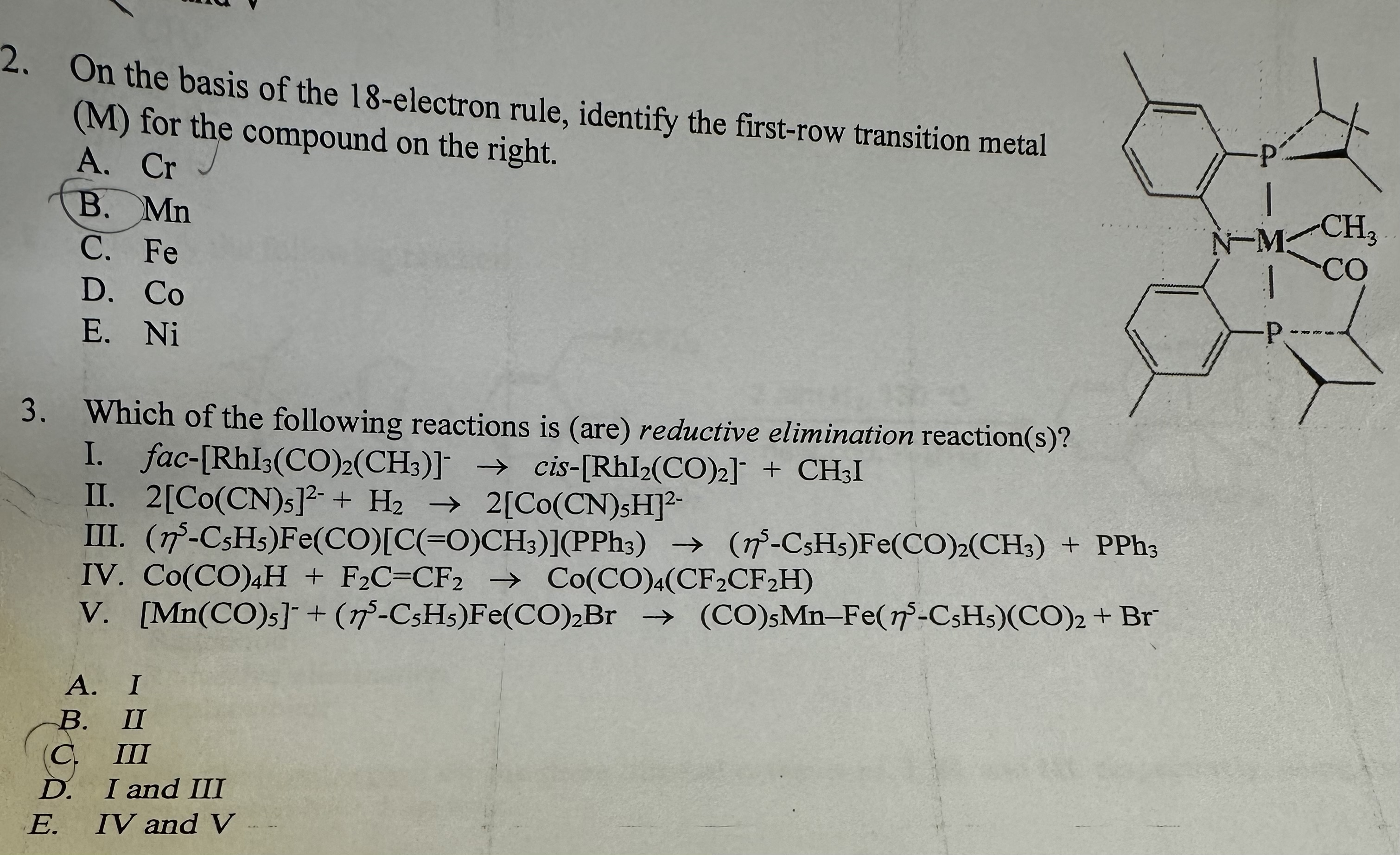 Solved On the basis of the 18 -electron rule, identify the | Chegg.com