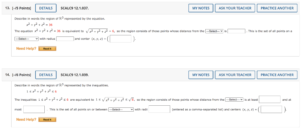 Solved 13. [-15 Points] DETAILS SCALC9 12.1.037. MY NOTES | Chegg.com