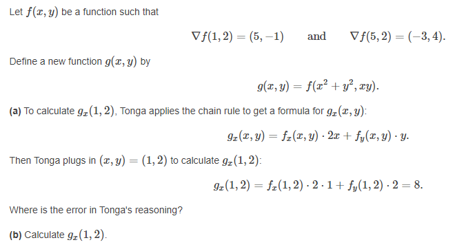 Solved Let f(x, y) be a function such that Vf(1,2) = (5, -1) | Chegg.com