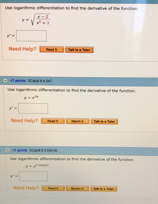 Solved Use logarithmic differentiation to find the | Chegg.com
