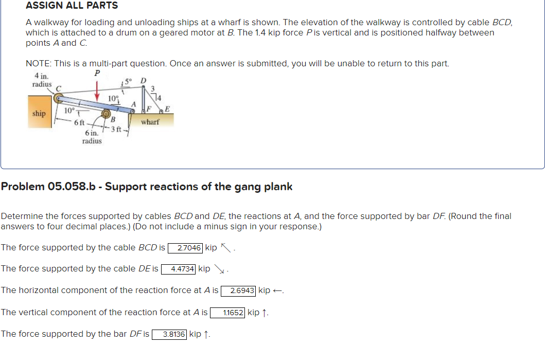 Solved A walkway for loading and unloading ships at a wharf | Chegg.com