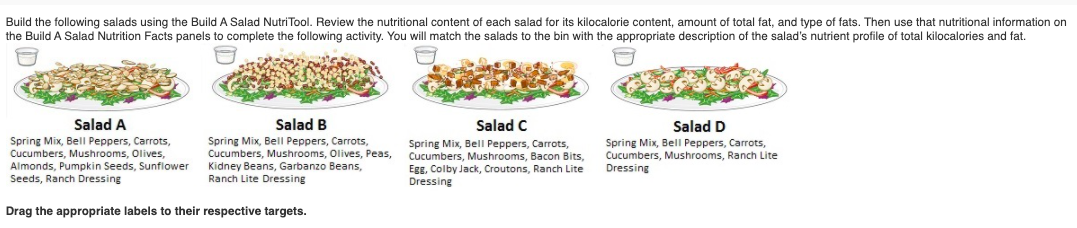 Solved Build the following salads using the Build A Salad | Chegg.com