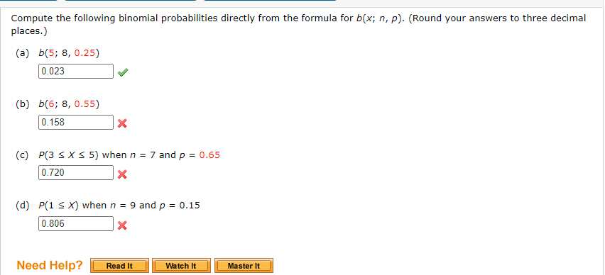 Solved Compute the following binomial probabilities directly | Chegg.com