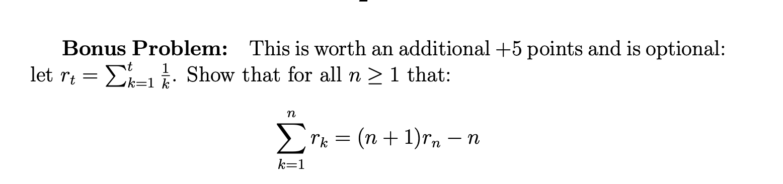 Solved Bonus Problem: This is worth an additional +5 points | Chegg.com