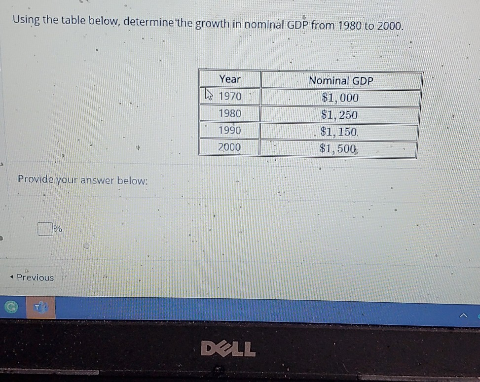 Solved Using the table below, determine the growth in | Chegg.com