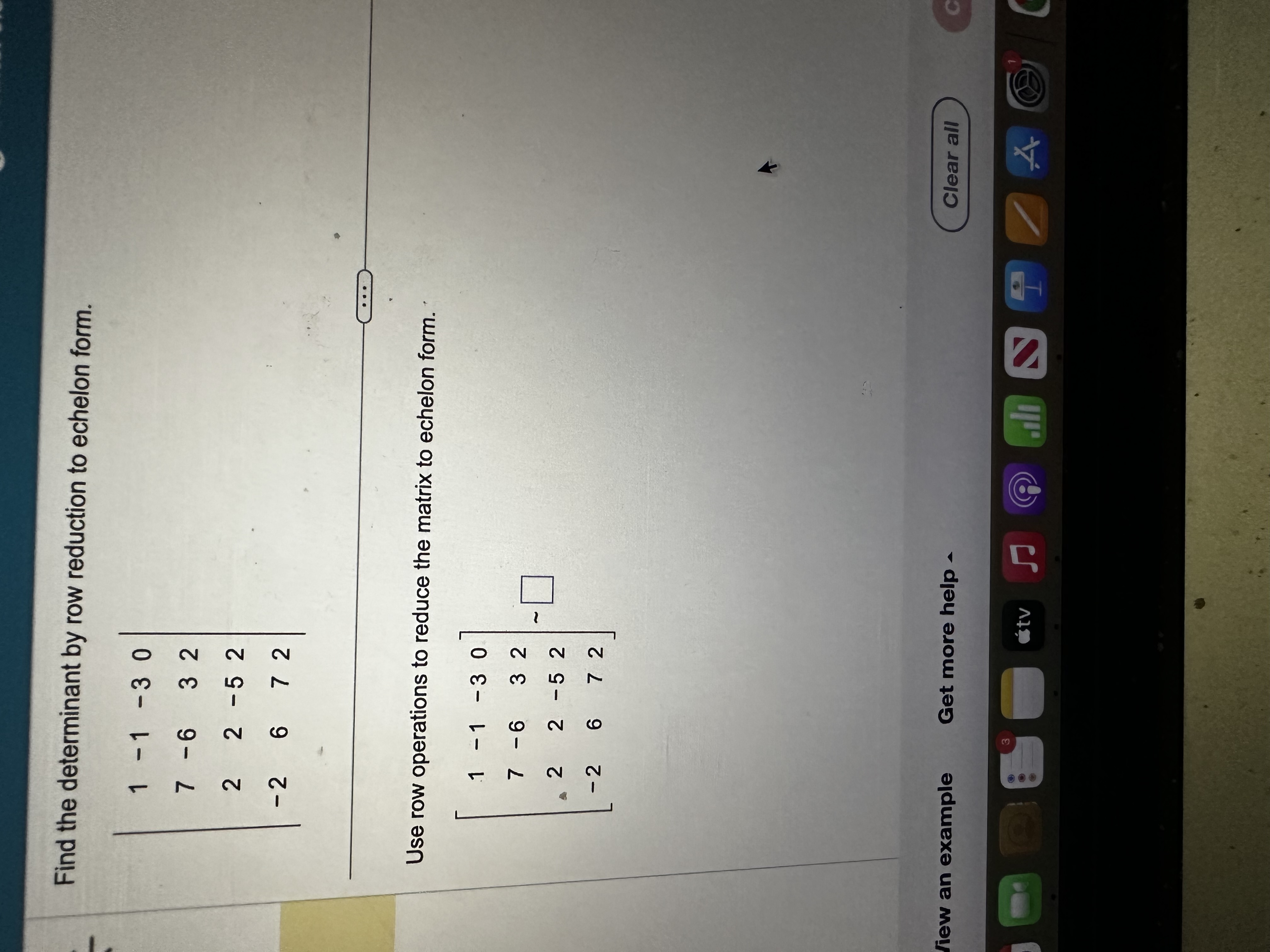 Solved Use row operations to reduce the matrix to echelon | Chegg.com