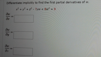 Solved Differentiate implicitly to find the first partial | Chegg.com