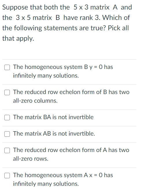 Solved Suppose that both the 5 x 3 matrix A and the 3 x 5 | Chegg.com