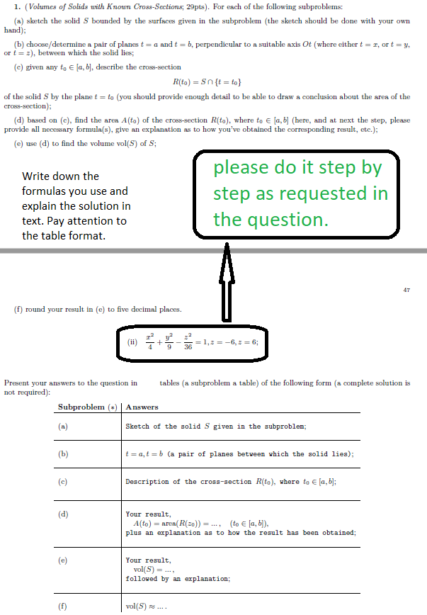 Solved 1. (Volumes of Solids with Known Cross-Sections: | Chegg.com