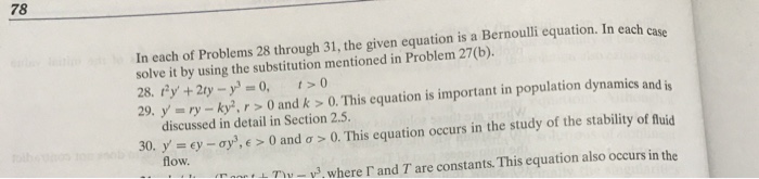 Solved 78 In each of Problems 28 through 31, the given | Chegg.com
