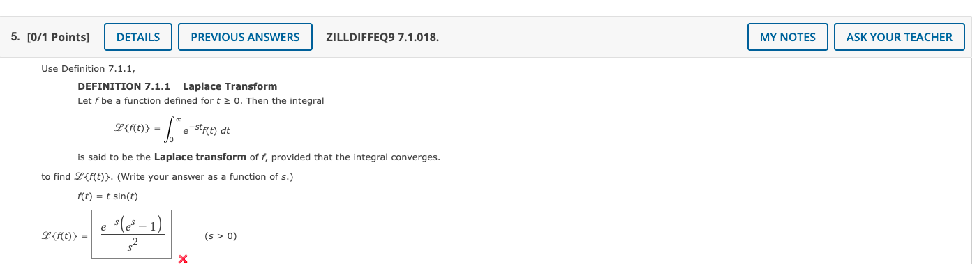Solved 5. [0/1 Points] DETAILS PREVIOUS ANSWERS ZILLDIFFEQ9 | Chegg.com