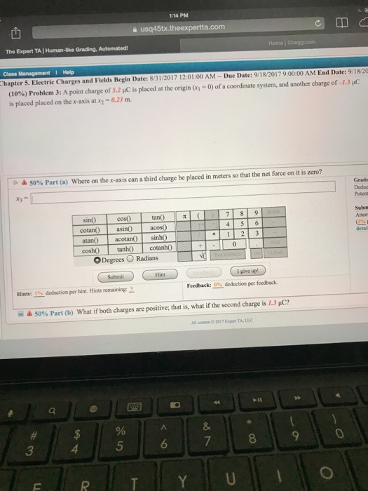 Solved A point charge of 5.2 mu C is placed at the origin | Chegg.com