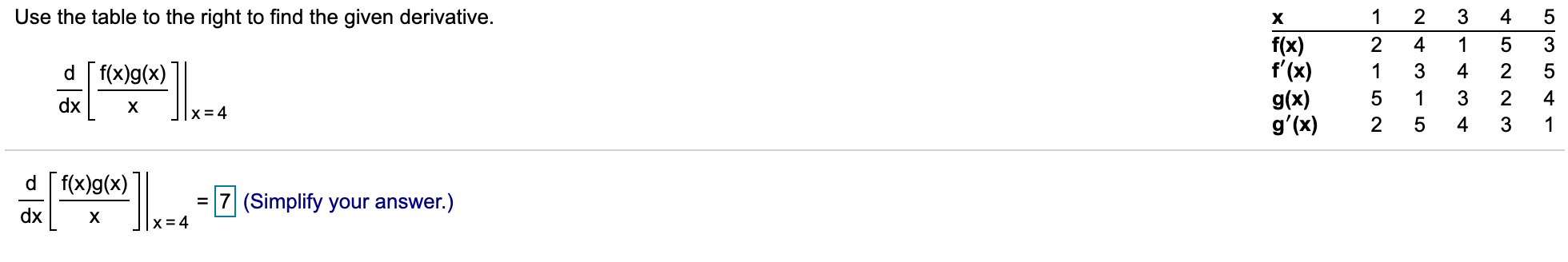 Solved Use the table to the right to find the given | Chegg.com