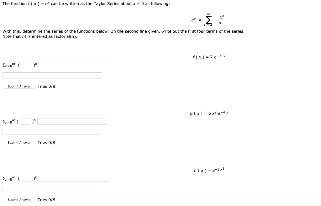 Solved The function f ( x ) = ex can be written as the | Chegg.com