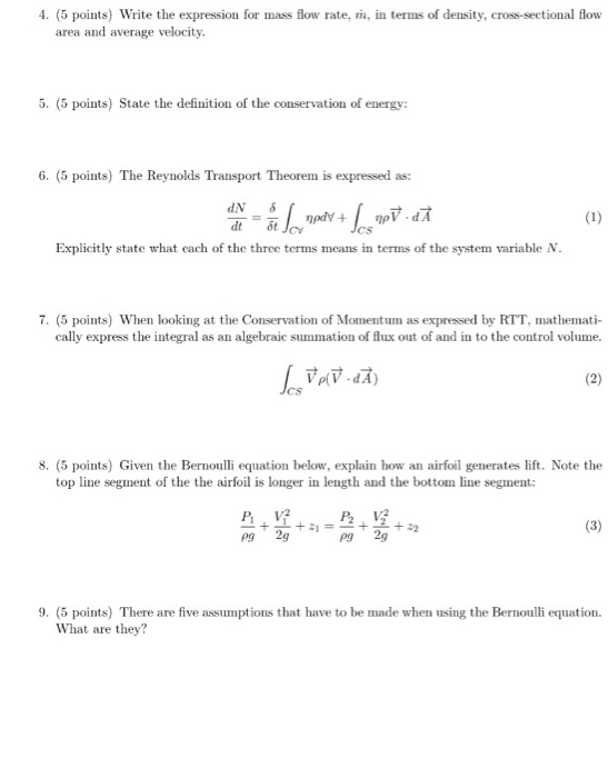 Solved Write the expression for mass flow rate, m, in terms | Chegg.com
