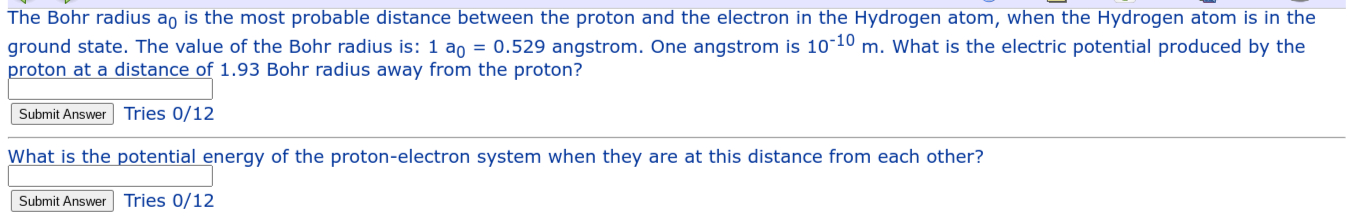 Solved The Bohr radius a0 ﻿is the most probable distance | Chegg.com
