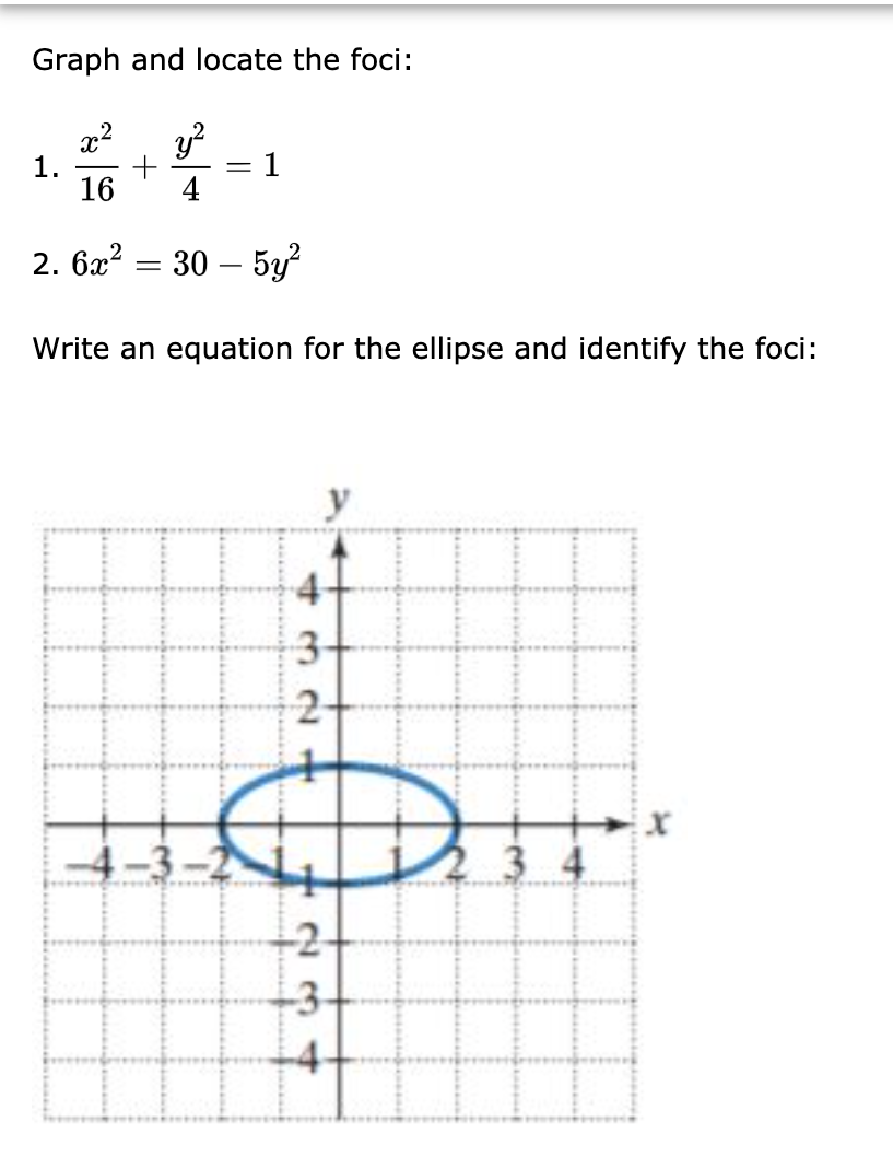 Solved Graph and locate the foci: x2 1. + y2 4 1 16 2. 6x2 = | Chegg.com