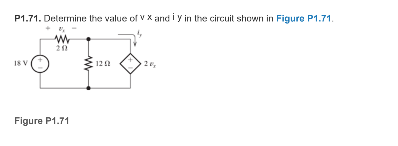 Solved P1.71. Determine the value of VX and iy in the | Chegg.com