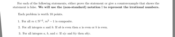 Solved For each of the following statements, either prove | Chegg.com