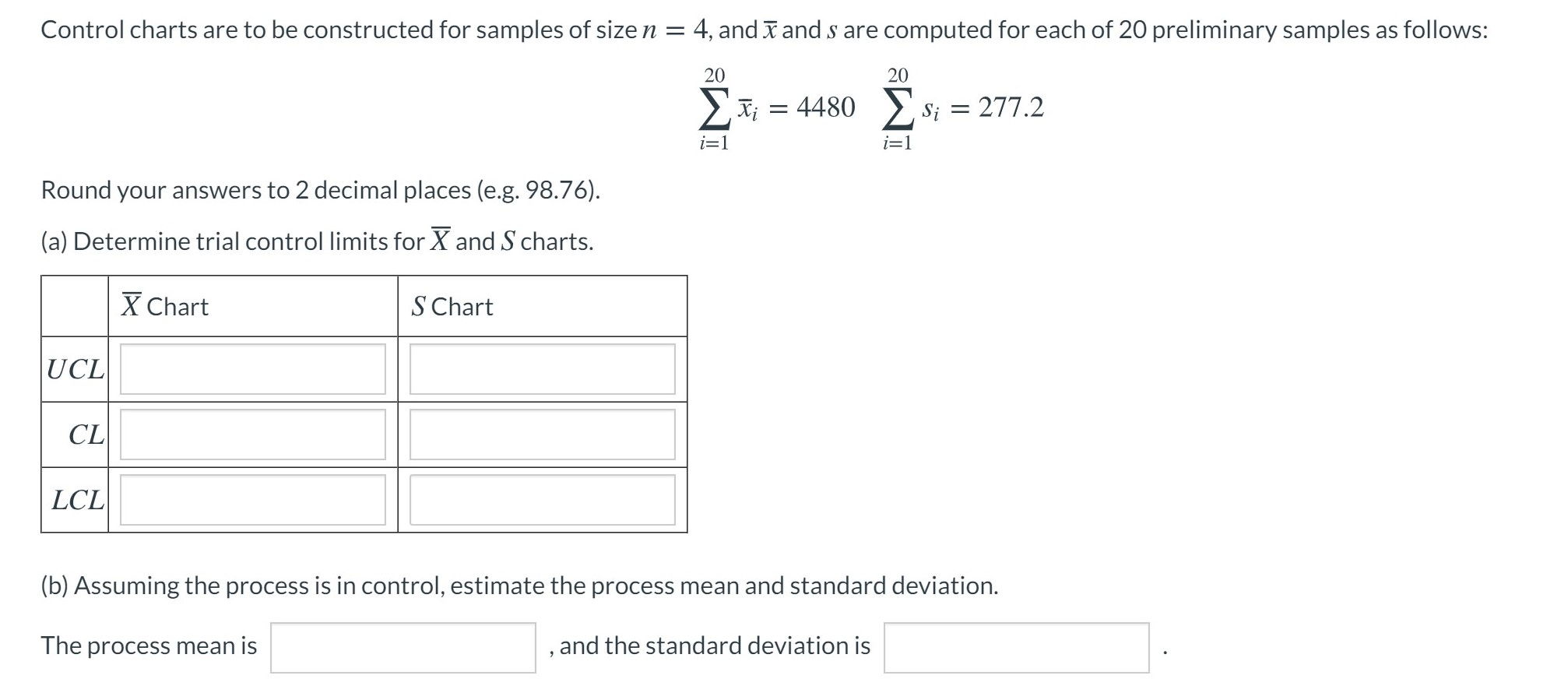 Solved Control charts are to be constructed for samples of | Chegg.com