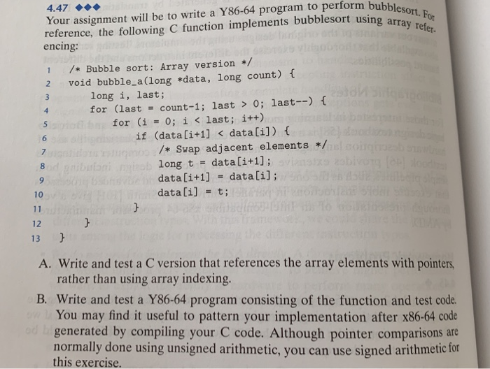 Solved 4.47 Your assignment will be to write a Y86-64 | Chegg.com