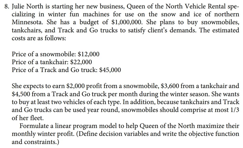 Solved Question 9. Formulate the problem in a textbox | Chegg.com