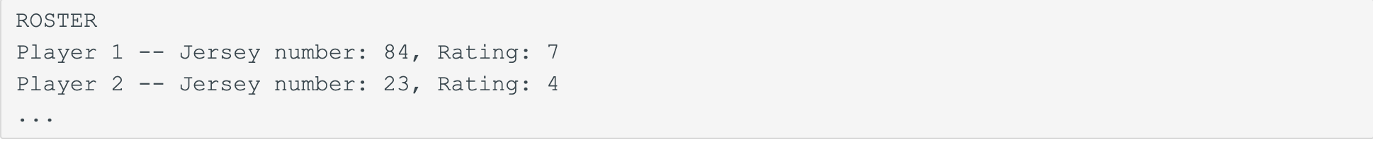 Solved 5.27 LAB*: Program: Soccer team roster | Chegg.com