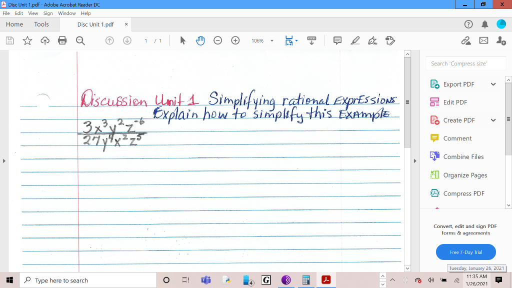 Solved Disc Unit 1.pdf - Adobe Acrobat Reader DC File Edit | Chegg.com