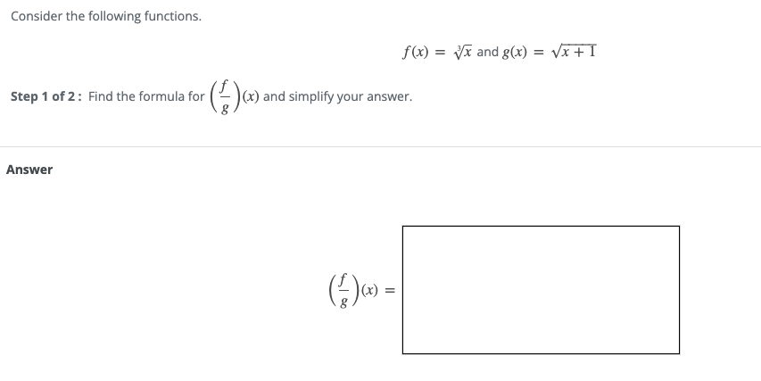 Solved Consider the following functions. f(x) = (x and g(x) | Chegg.com