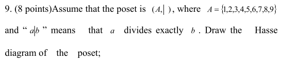 Solved 9. (8 points)Assume that the poset is (4,|), where A | Chegg.com