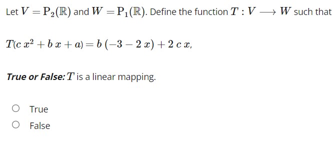 Solved Let V=P2(R) and W=P1(R). Define the function T:V W | Chegg.com