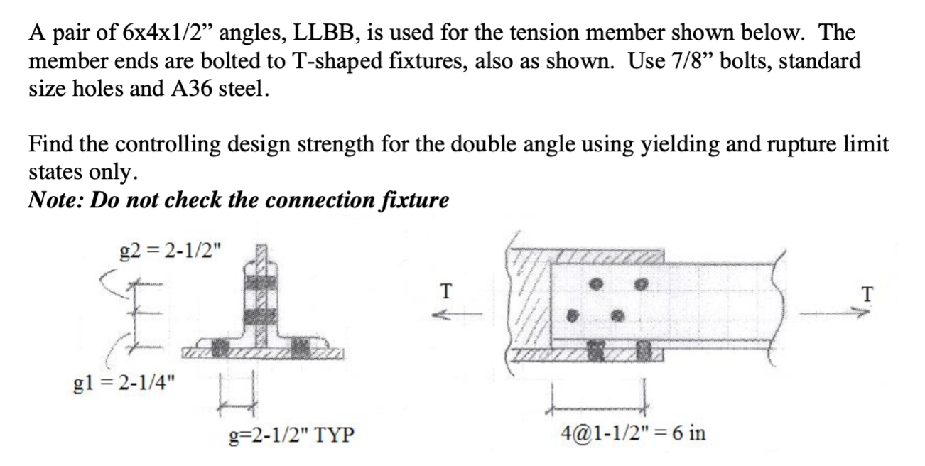 Solved A pair of 6x4x1/2” angles, LLBB, is used for the | Chegg.com