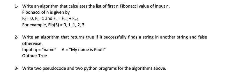 Solved 1- Write an algorithm that calculates the list of | Chegg.com