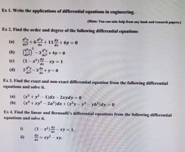 Solved Ex 1. Write the applications of differential | Chegg.com