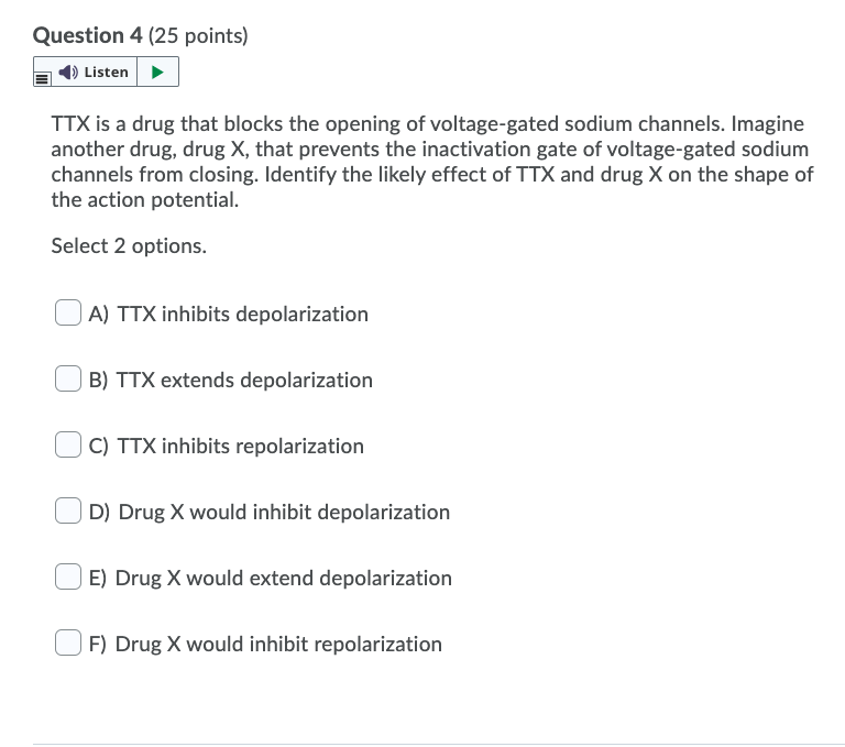 Solved Question 4 (25 points) Listen TTX is a drug that | Chegg.com