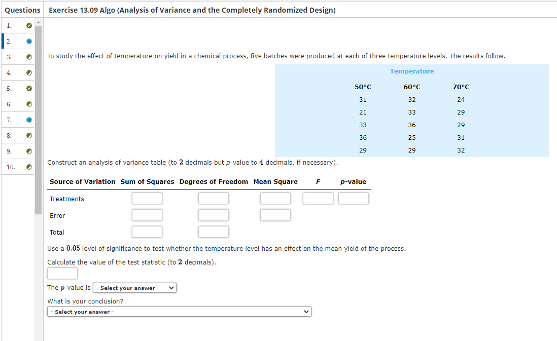 Solved Exercise 13.09 Algo (Analysis of Variance and the | Chegg.com