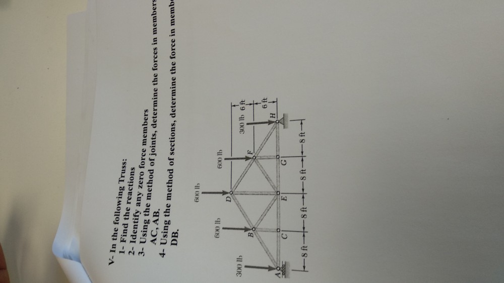 Solved V- In the following Truss: 1- Find the reactions 2- | Chegg.com