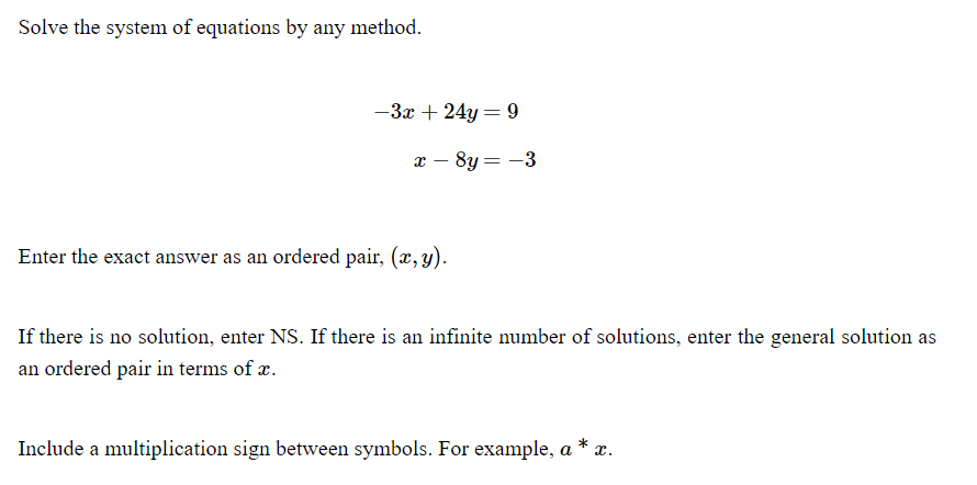 Solved Solve the system of equations by any method. | Chegg.com